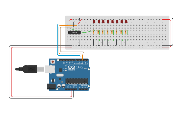 Circuit design Shift Register - Tinkercad