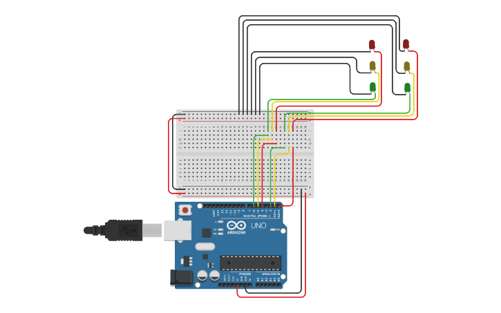 Circuit design 2 semaforos | Tinkercad