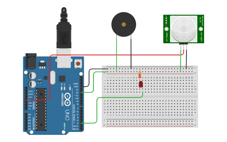 Circuit design PIR - Tinkercad