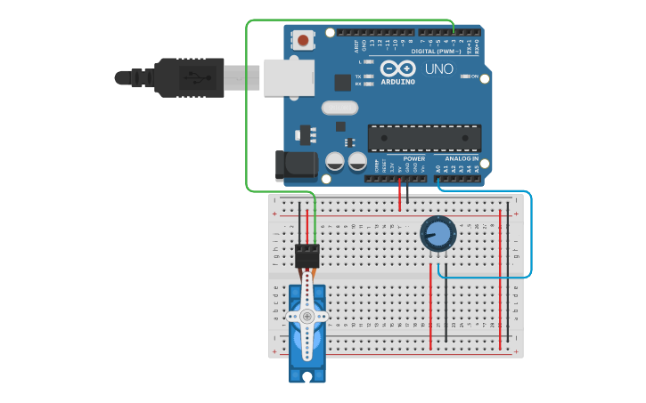 Circuit design Servo Motor - Tinkercad