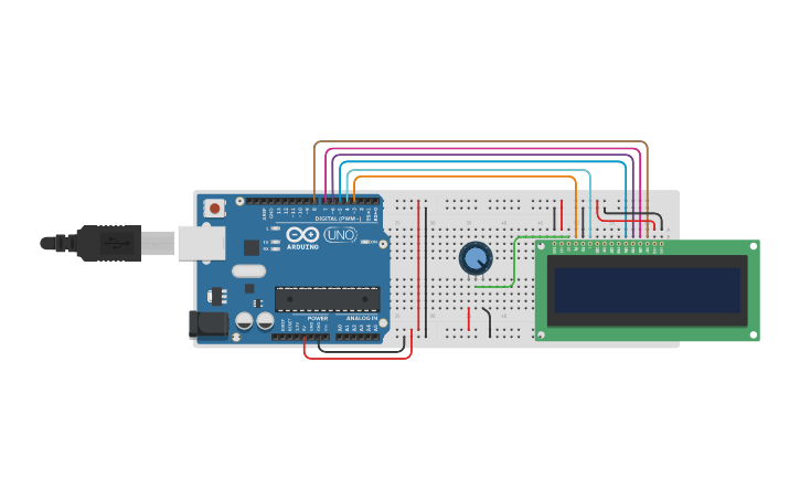 Circuit design Arduino and LCD displays Interfacing - Tinkercad