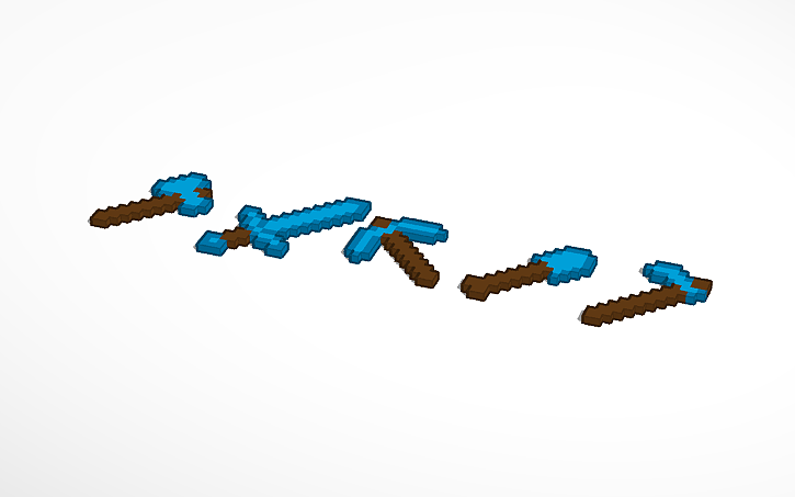 3D design Minecraft Diamond Tool set - Tinkercad