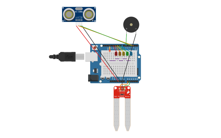 Circuit design Sistema de regadio Automatico - Tinkercad