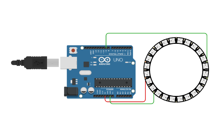 Circuit design Neopixel* - Tinkercad