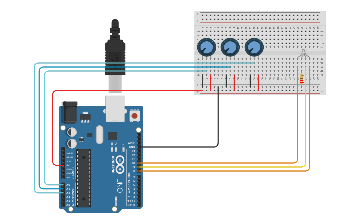 Circuit design RGB LED Control | Tinkercad