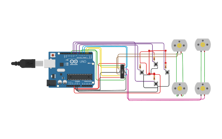 Circuit design Motor Driver(L293D) - Tinkercad