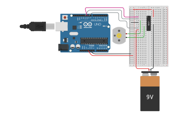 Circuit design DC motor control and direction - Tinkercad