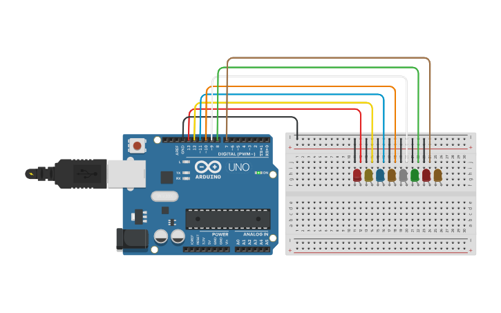 Circuit design LED PROJECT | Tinkercad