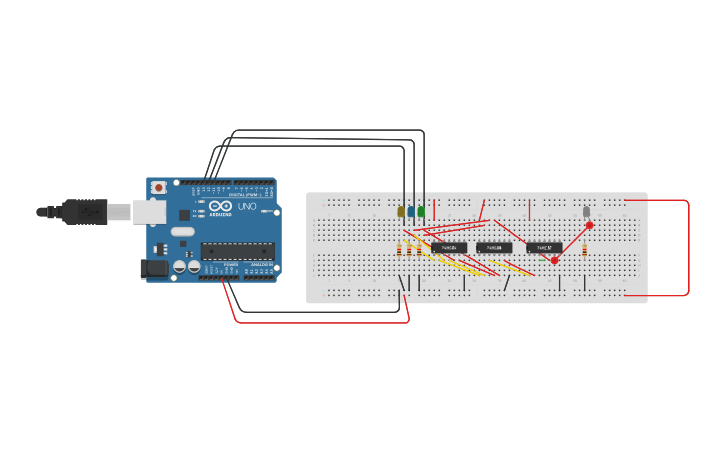 Circuit design OR CON 3 VARIABLES - Tinkercad Circuit design OR CON 3 VARIABLES - Tinkercad