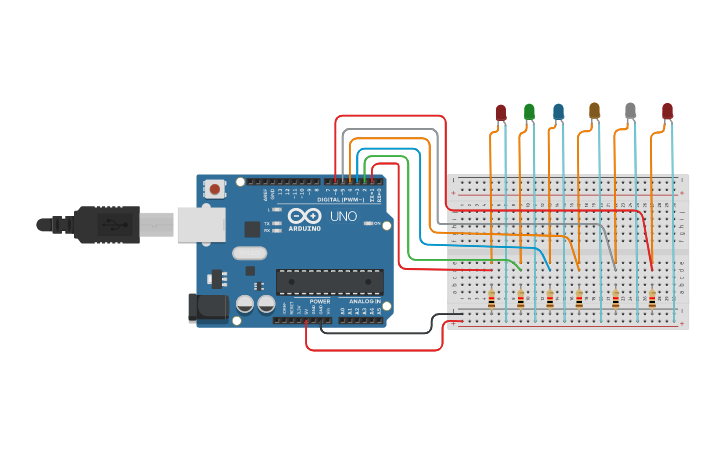 Circuit Design Sequential Colored Led Design Tinkercad