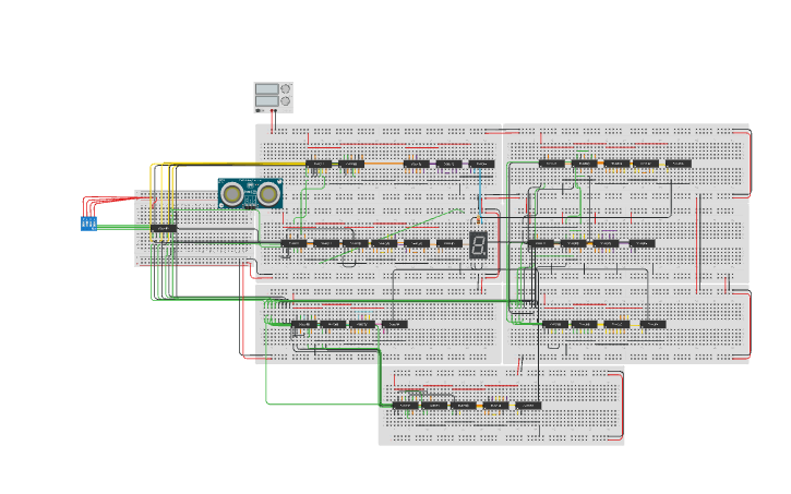Circuit design Hex decoder 7 segment display - Tinkercad