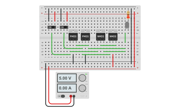 Circuit design CMOS AND gate - Tinkercad