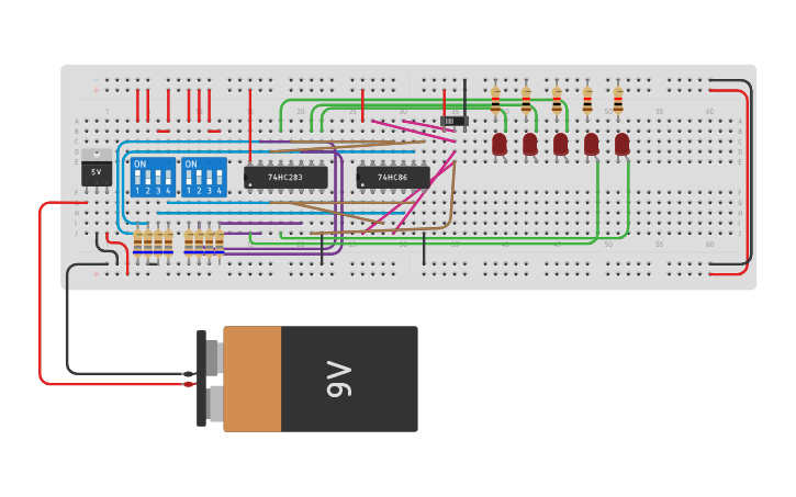 Circuit design Full Adder & Full Subtractor - Tinkercad