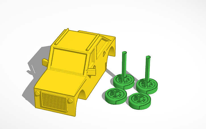 3D design car with working wheels - Tinkercad