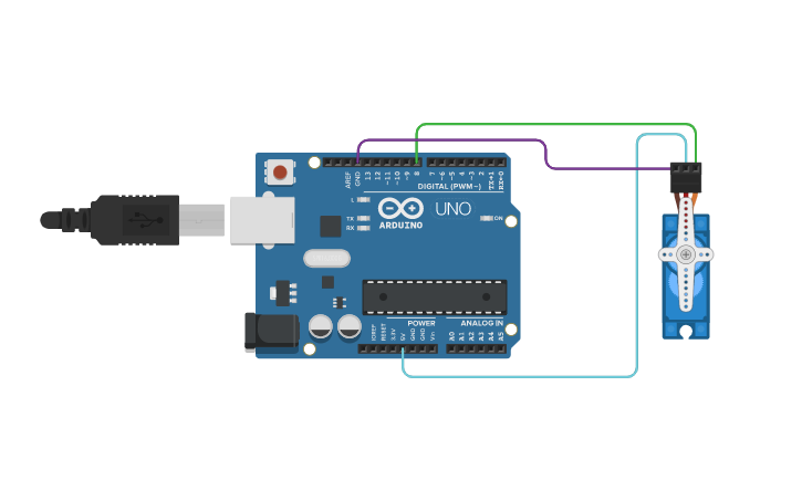 Circuit design Prueba arduino con servo | Tinkercad