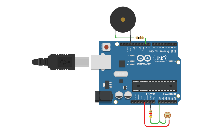 Circuit design Arduino pitch follower - Tinkercad