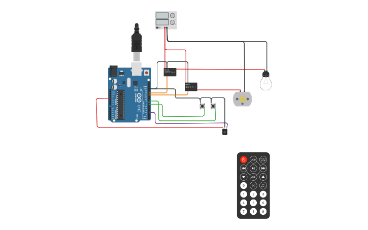 Circuit design Home Automation with IR Remote | Tinkercad