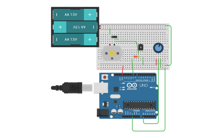 Circuit design dc-motor (speed control) - Tinkercad