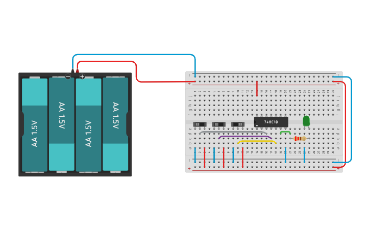 Circuit design 3-input NAND gate - Tinkercad
