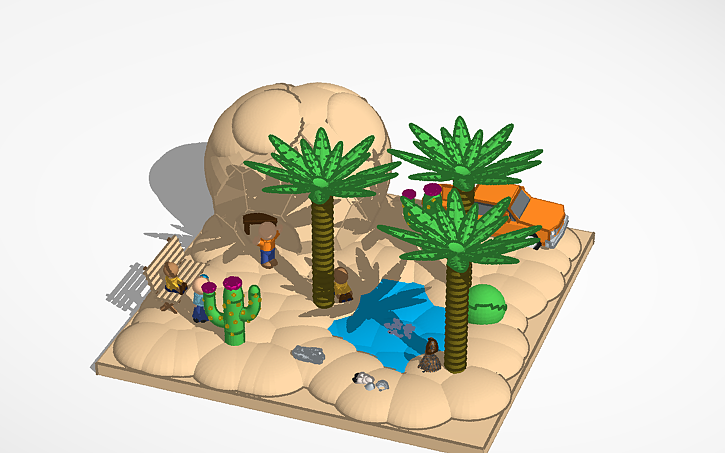 3D design desert oasis - Tinkercad