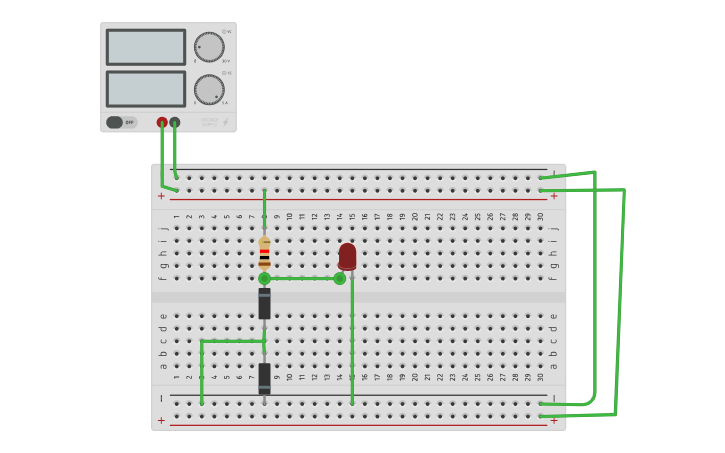 Circuit design DRL NOT GATE - Tinkercad