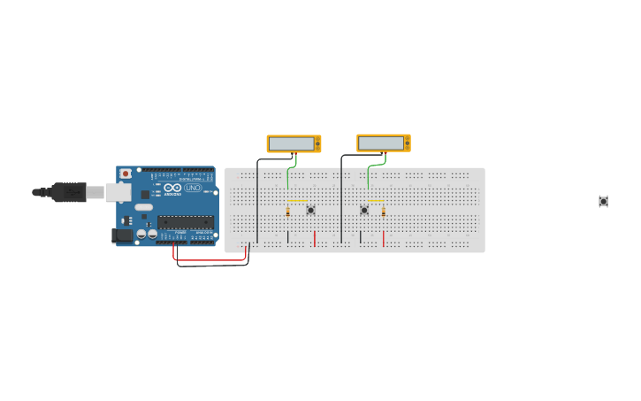 Circuit design Pulsadores pull-up y pull-down - Tinkercad