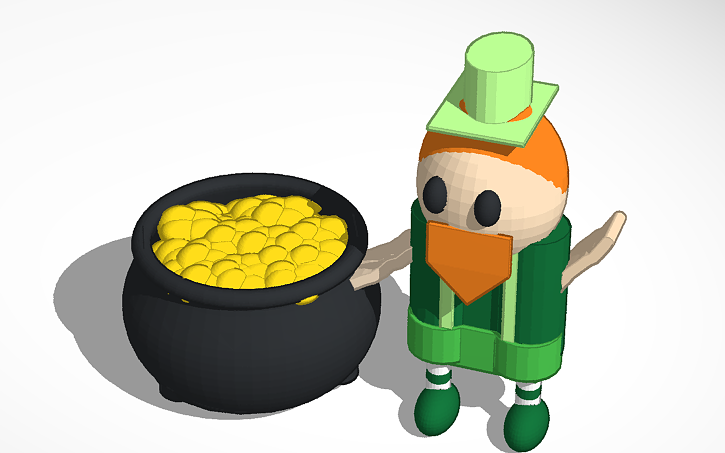 3D design Pot of gold and a leprechaun | Tinkercad