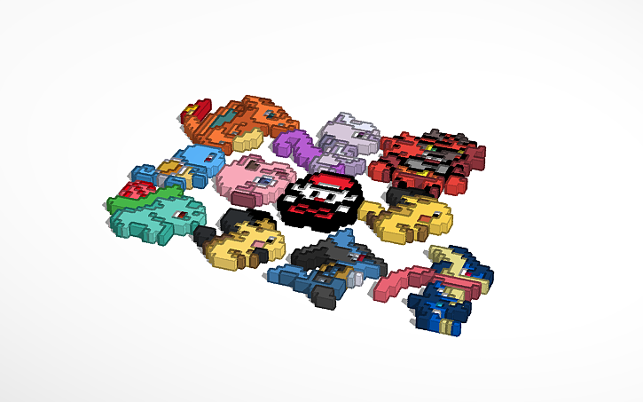 3D design 8-Bit Pokemon Characters - Tinkercad