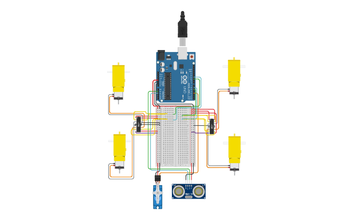 Circuit design Projeto Programação Arduino - Carro que evita obstáculos ...