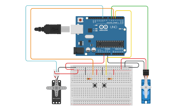 Circuit design servo x 2 2020 | Tinkercad