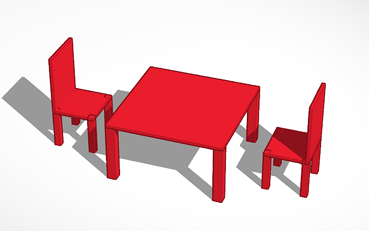 3D design Table and Chairs - Tinkercad