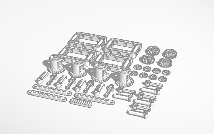 3D design lego technic suspension differential set steering setand ...