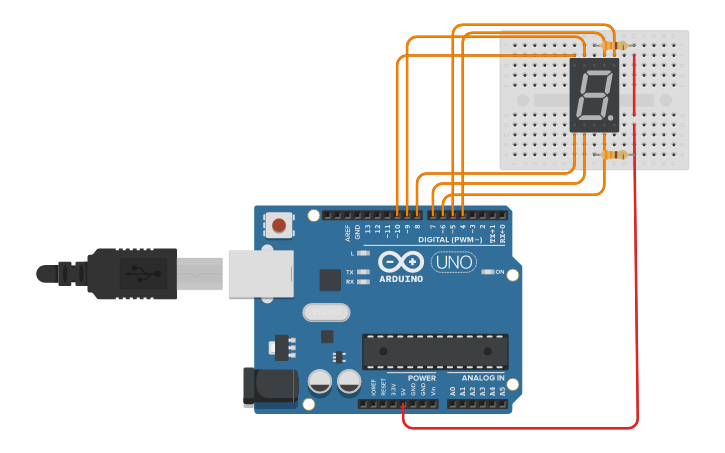 Circuit design 7 segments - Tinkercad