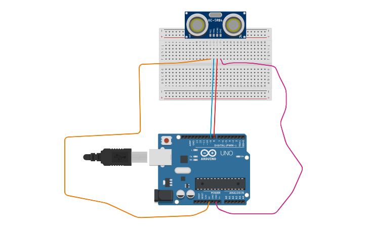 Circuit design Arduino 05-HCSR04 | Tinkercad
