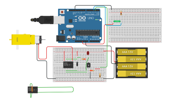 Circuit design Relay Level one - Tinkercad