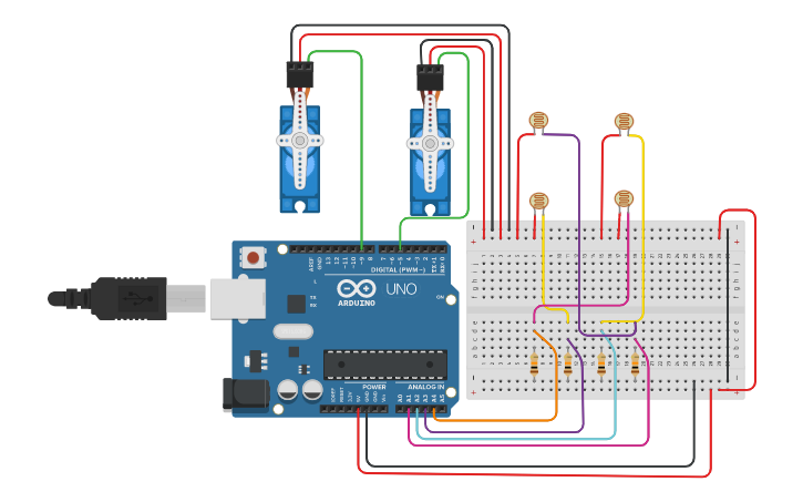 Circuit design suiveur de soleil - Tinkercad