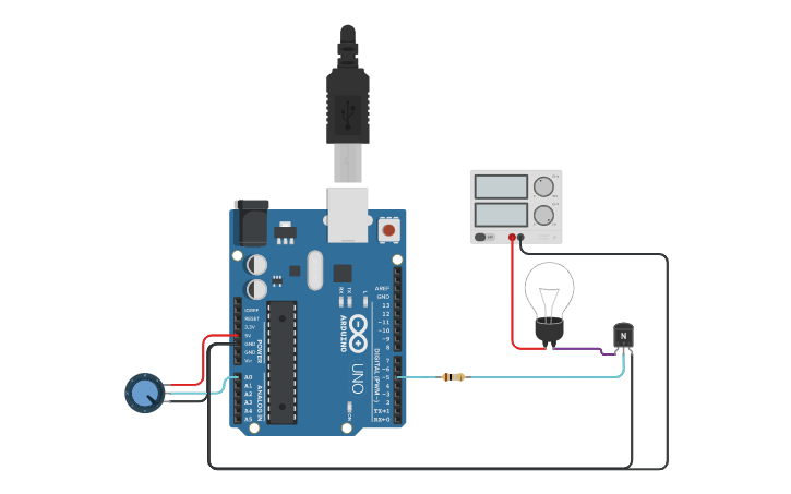 Circuit design Dimmer 12 Volt - Tinkercad
