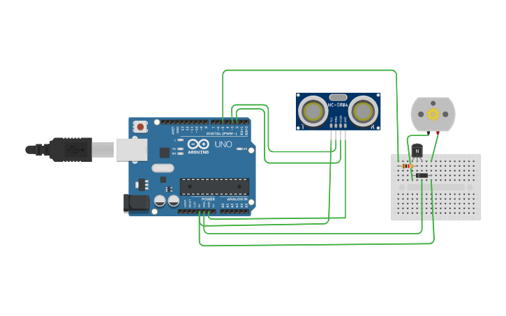 Circuit Design Distance Sensor With Motor Integration Tinkercad