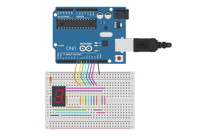 Circuit design Display 7 segmentos | Tinkercad Circuit design Display 7 segmentos | Tinkercad