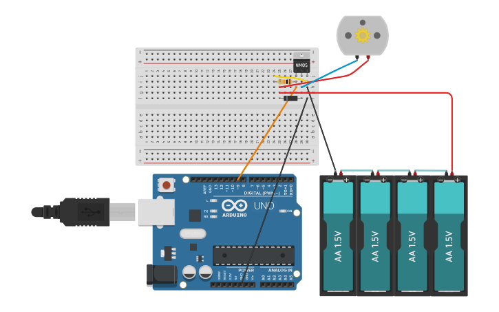 Circuit design Arduino1DCmotor | Tinkercad