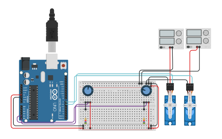 Circuit Design Control De Servomotores Tinkercad