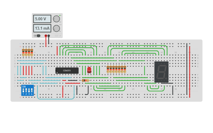 Circuit design BCD Display | Tinkercad