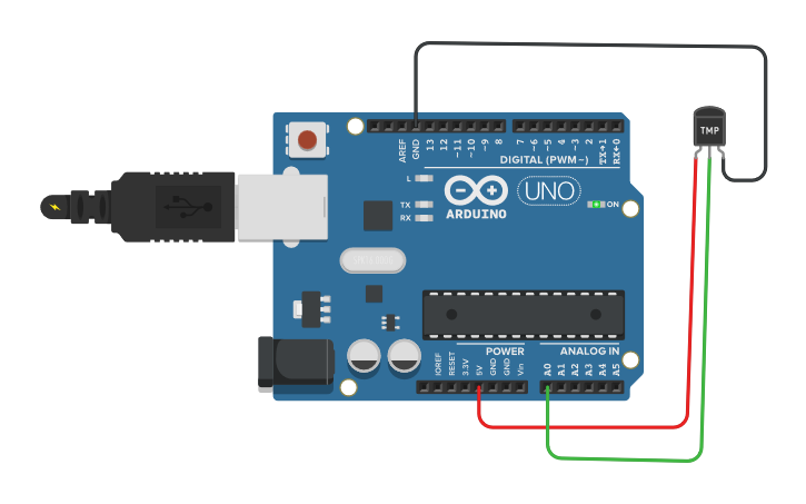Circuit design LM35 - Tinkercad