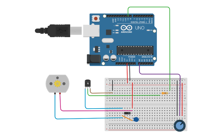 Circuit design 2b. DC Motor Analog - Tinkercad