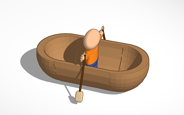 3D design man rowing a boat - Tinkercad