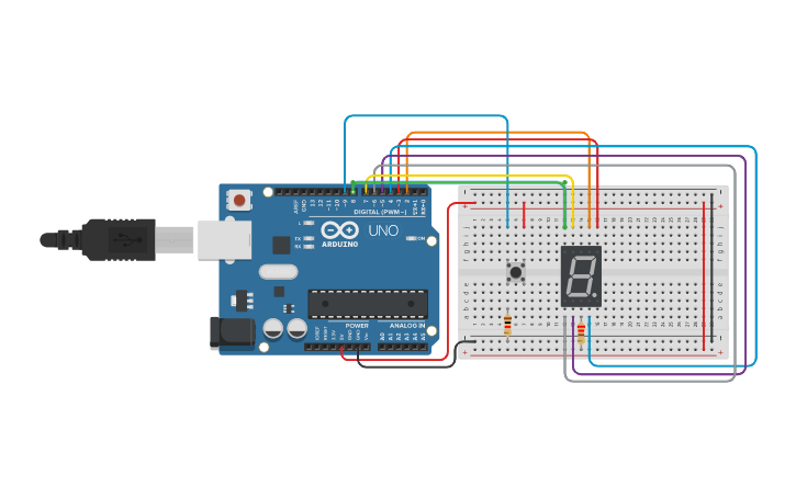 Circuit design Arduino 7-Segment - Tinkercad