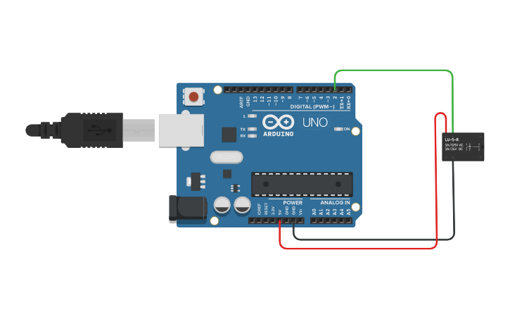 Circuit design #7 Programa 1 Módulo Relé con optoacoplador - Tinkercad