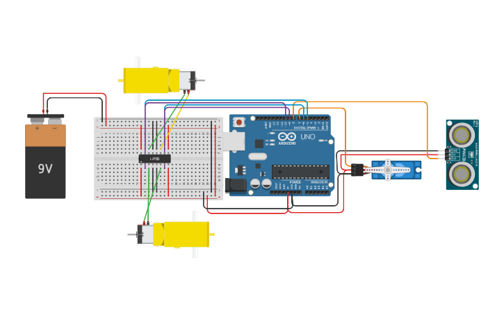 Circuit design obstacle avoidance robot - Tinkercad