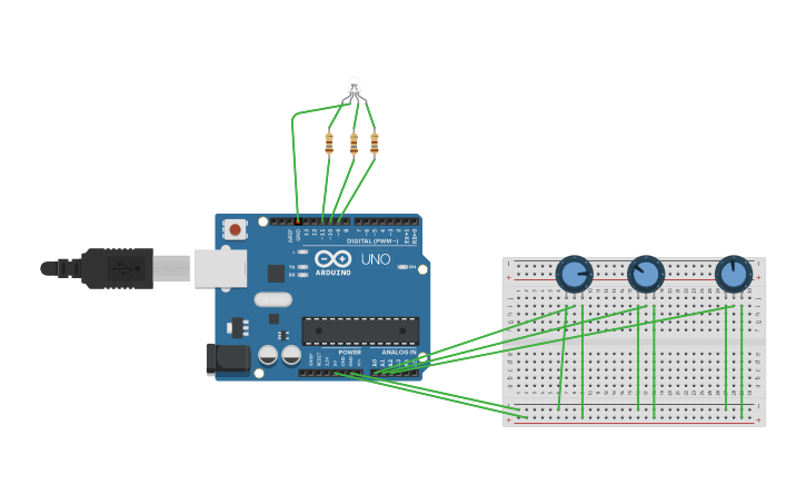 Circuit design led rgb | Tinkercad