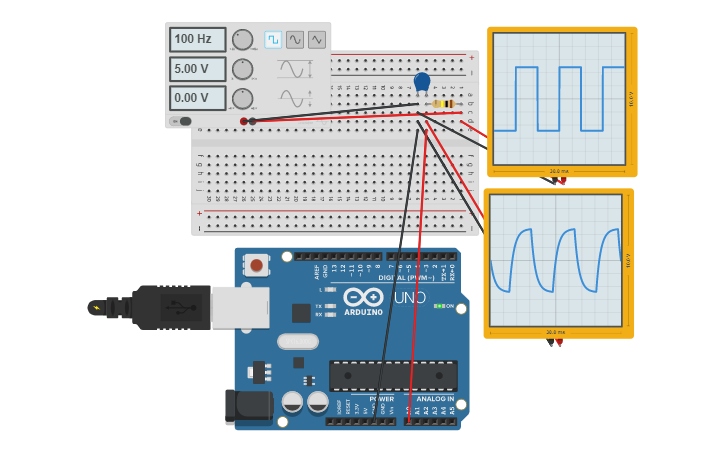 Circuit design RC Circuit | Tinkercad